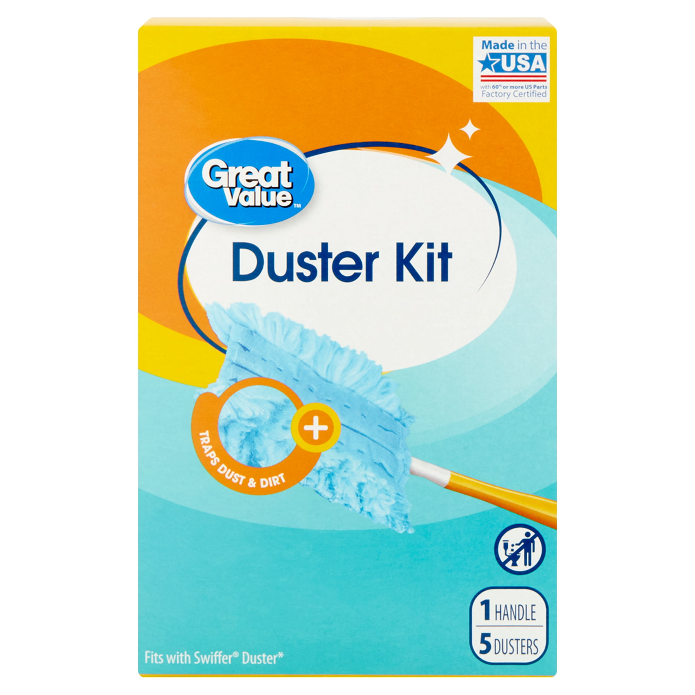 Great Value Duster Kit with Pronged Handle and Five Dusters for Dusting ...