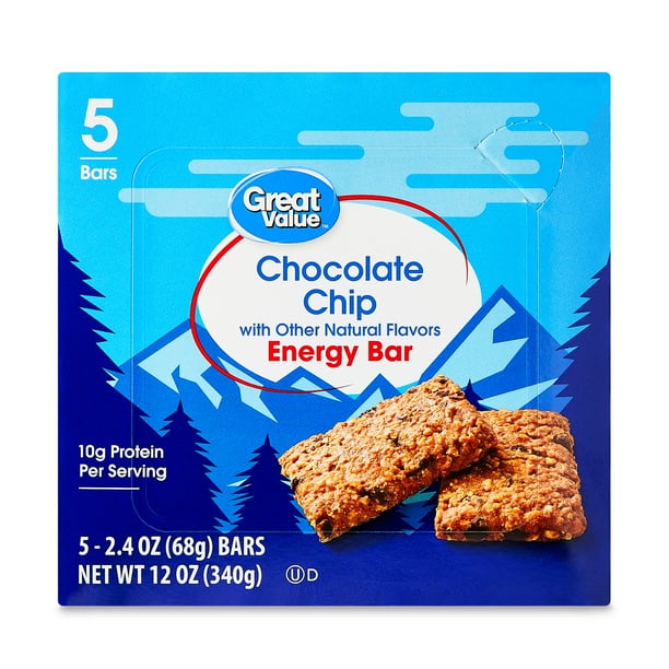 Great Value Energy Bar, Chocolate Chip, 2.4 oz, 5 Count - Walmart ...