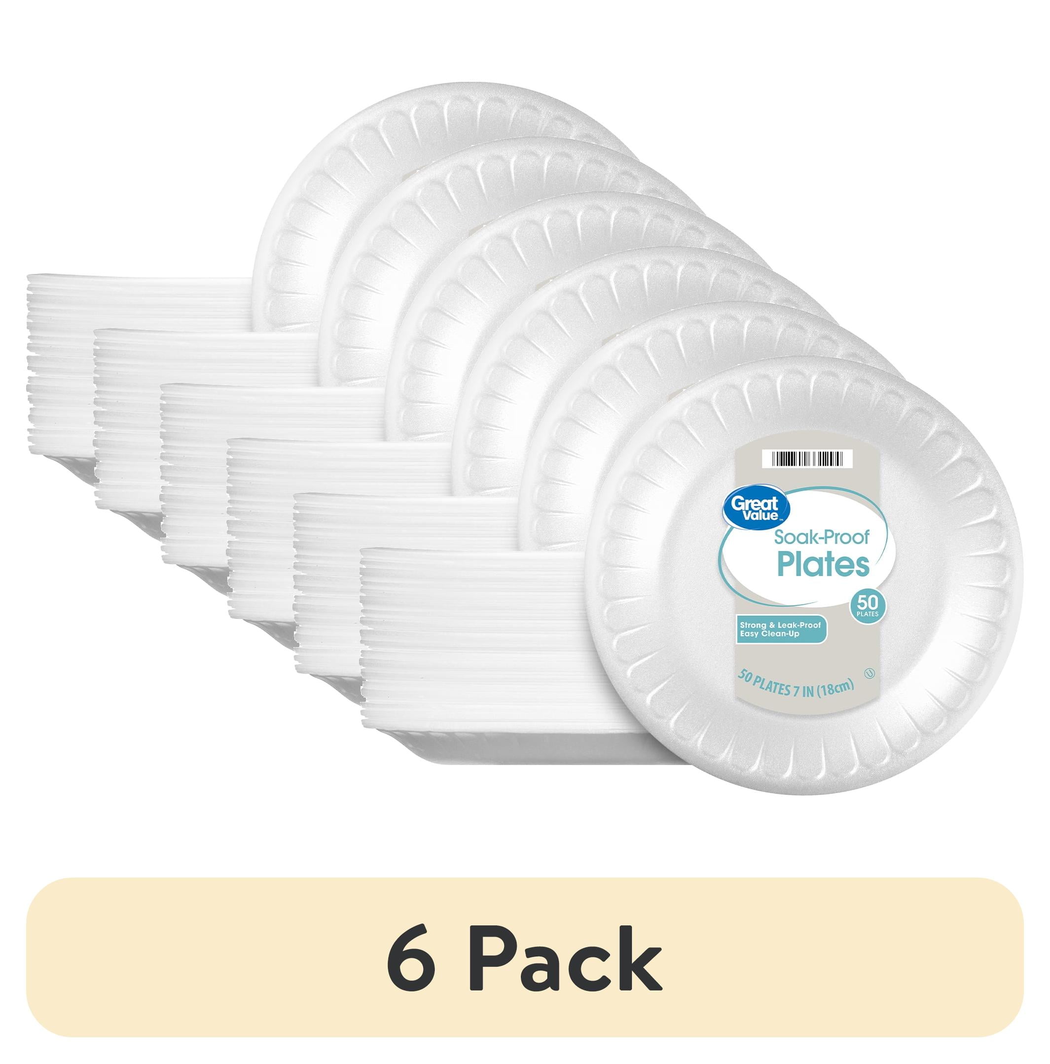 (6 pack) Great Value Everyday Disposable Foam Plates, 7 inch, 50 Count ...