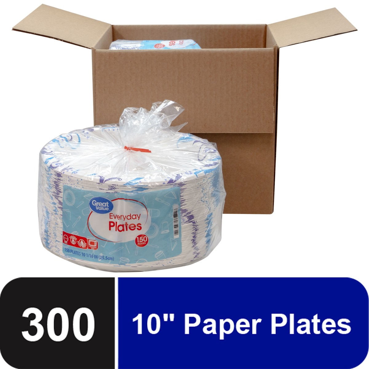 Great Value Everyday Disposable Paper Plate 10", 300 Count - Walmart.com