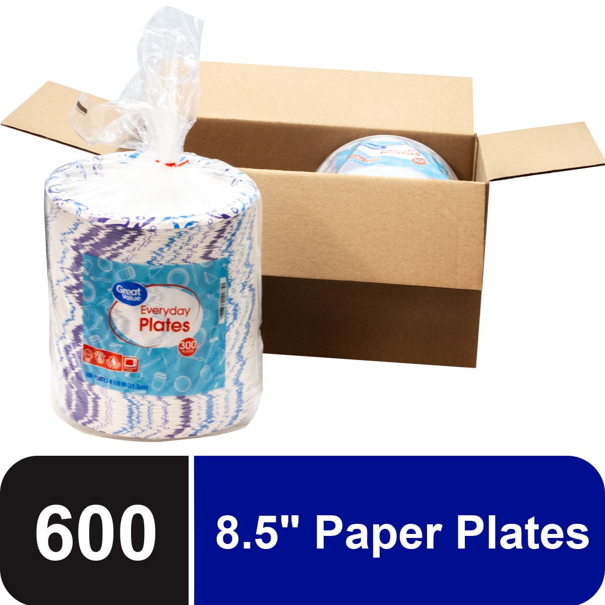 Great Value Everyday Disposable Paper Plate 8.5 inch, 600 Count ...
