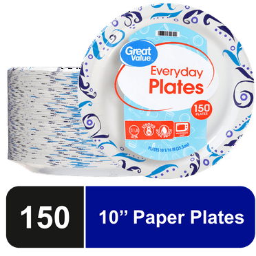 Great Value Everyday Paper Plates, 10", 140 Count - Walmart.com