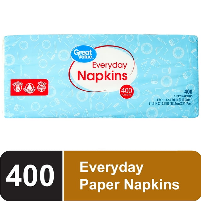 Great Value Everyday Paper Napkins, White, 400 Count - Walmart.com