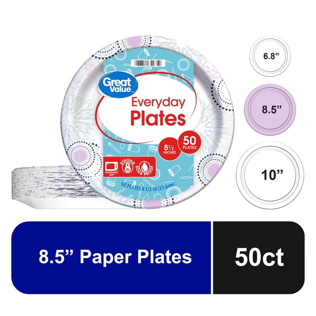 Great Value Everyday Blue Paper Plates, 8.5", 50 Count - Walmart ...