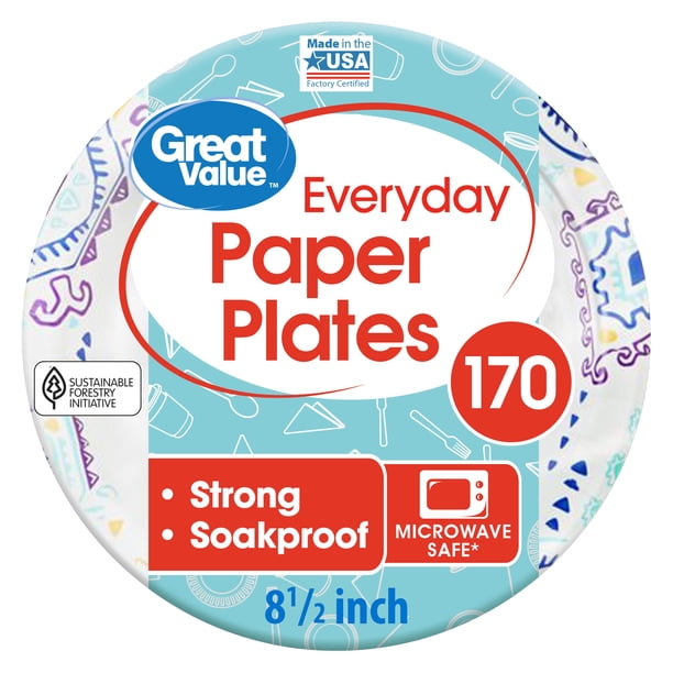 Great Value Everyday Paper Plates, 8.5", 170 Count - Walmart Business ...