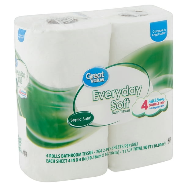 Great Value Everyday Soft Bath Tissue, 4 count - Walmart Business Supplies
