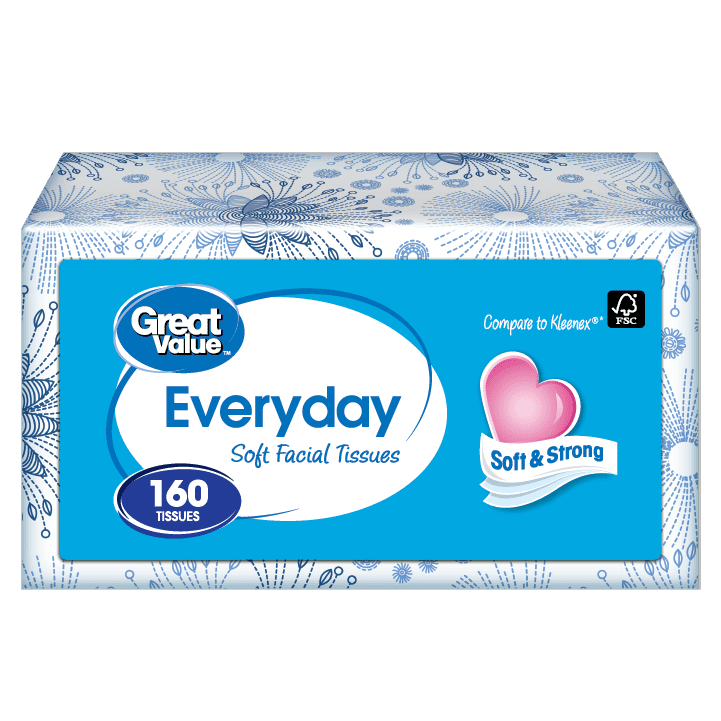 Great Value Everyday Soft 2-Ply Facial Tissues, 160 Tissues - Walmart ...