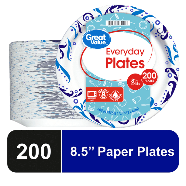 Great Value Everyday Disposable Paper Plates, 8.5", 200 Count - Walmart ...