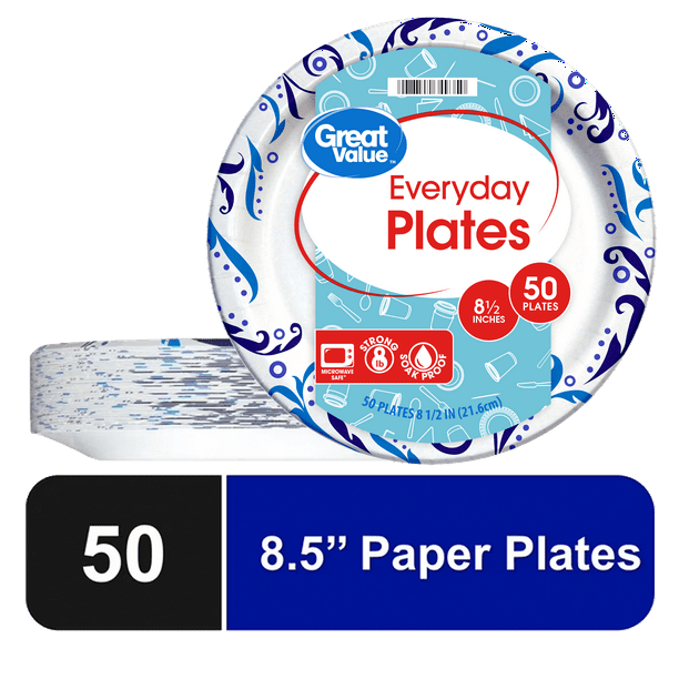 Great Value Everyday Paper Plate, 8.5", 50ct, Patterned - Walmart ...