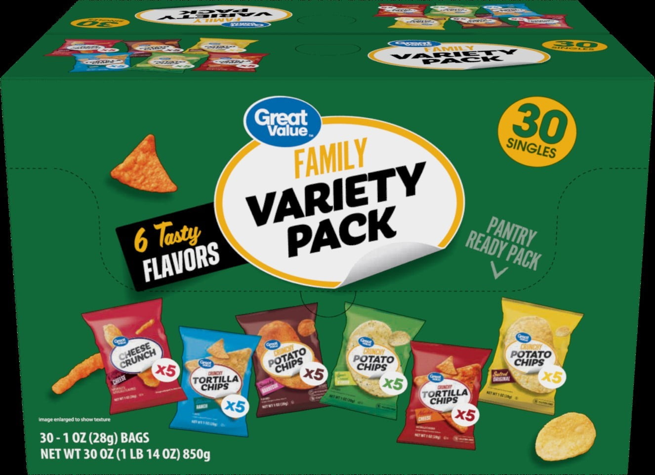 Great Value Family Variety Chips Pack, 30 Count, 1 oz - Walmart.com