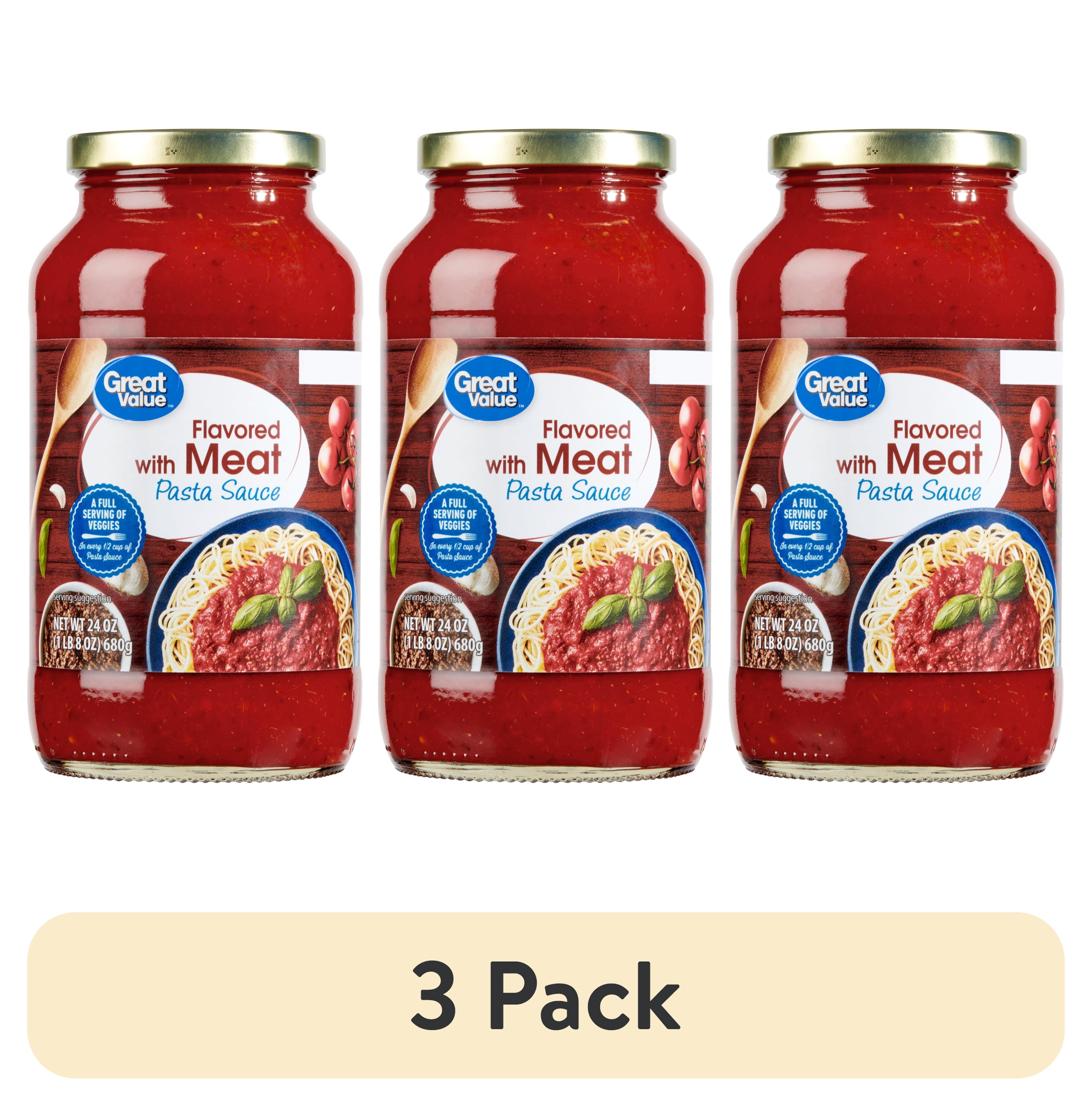 (3 pack) Great Value Flavored with Meat Pasta Sauce, 24 oz - Walmart.com