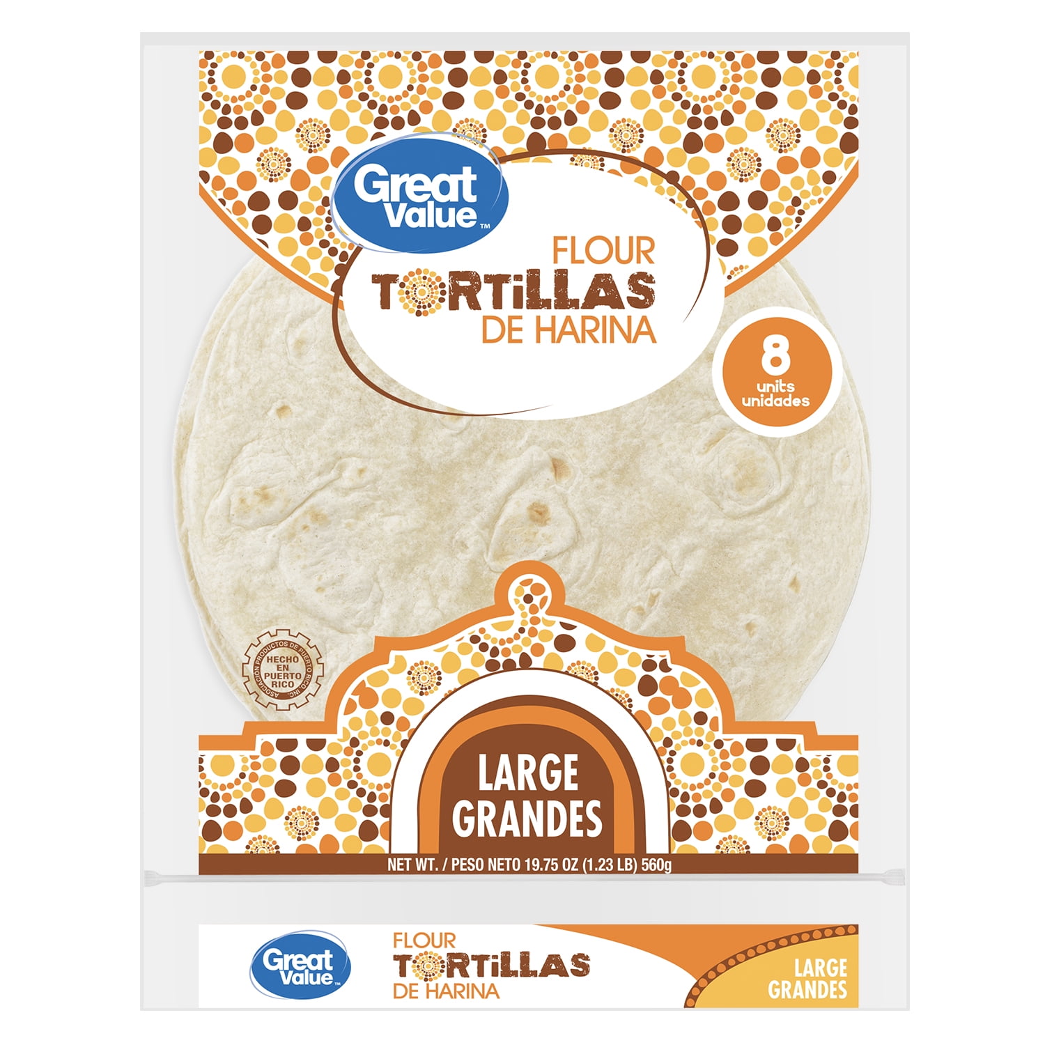 Great Value, Fluor Tortillas, Large, 19.75oz, 8 Count - Walmart.com