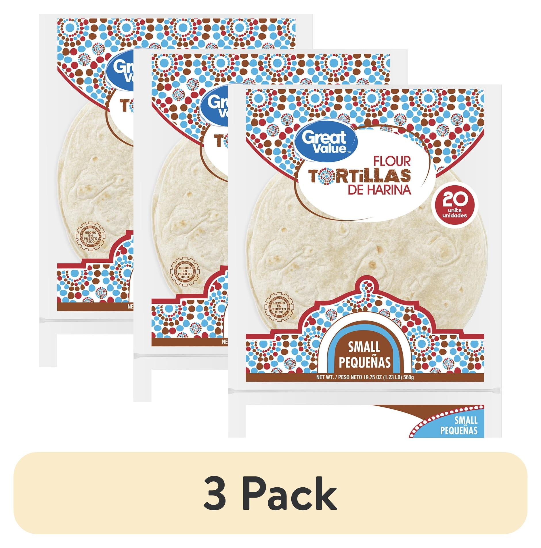 (3 pack) Great Value, Fluor Tortillas, Small, 19.75 Ounces, 20 Count ...