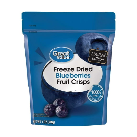 Great Value Freeze Dried Blueberries Fruit Crisps, 1 oz - Walmart.com