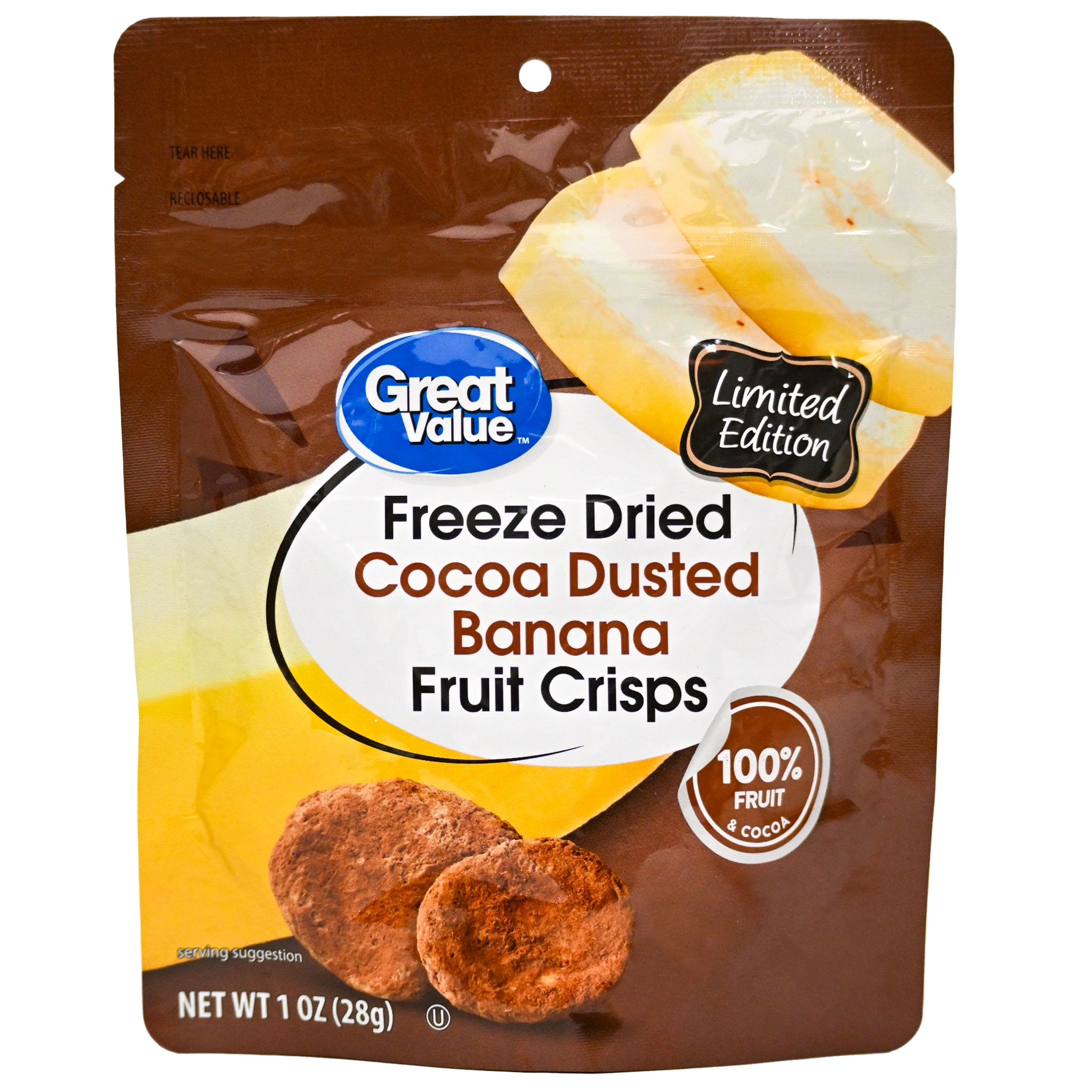 Great Value Freeze Dried Cocoa Dusted Banana Fruit Crisps with ...