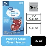 Great Value Freezer Guard Double Zipper Freezer Bags, Quart, 75 Count ...