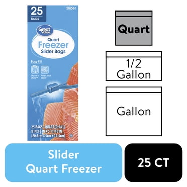 Great Value Freezer Guard Double Zipper Freezer Bags, Gallon, 80 Count ...