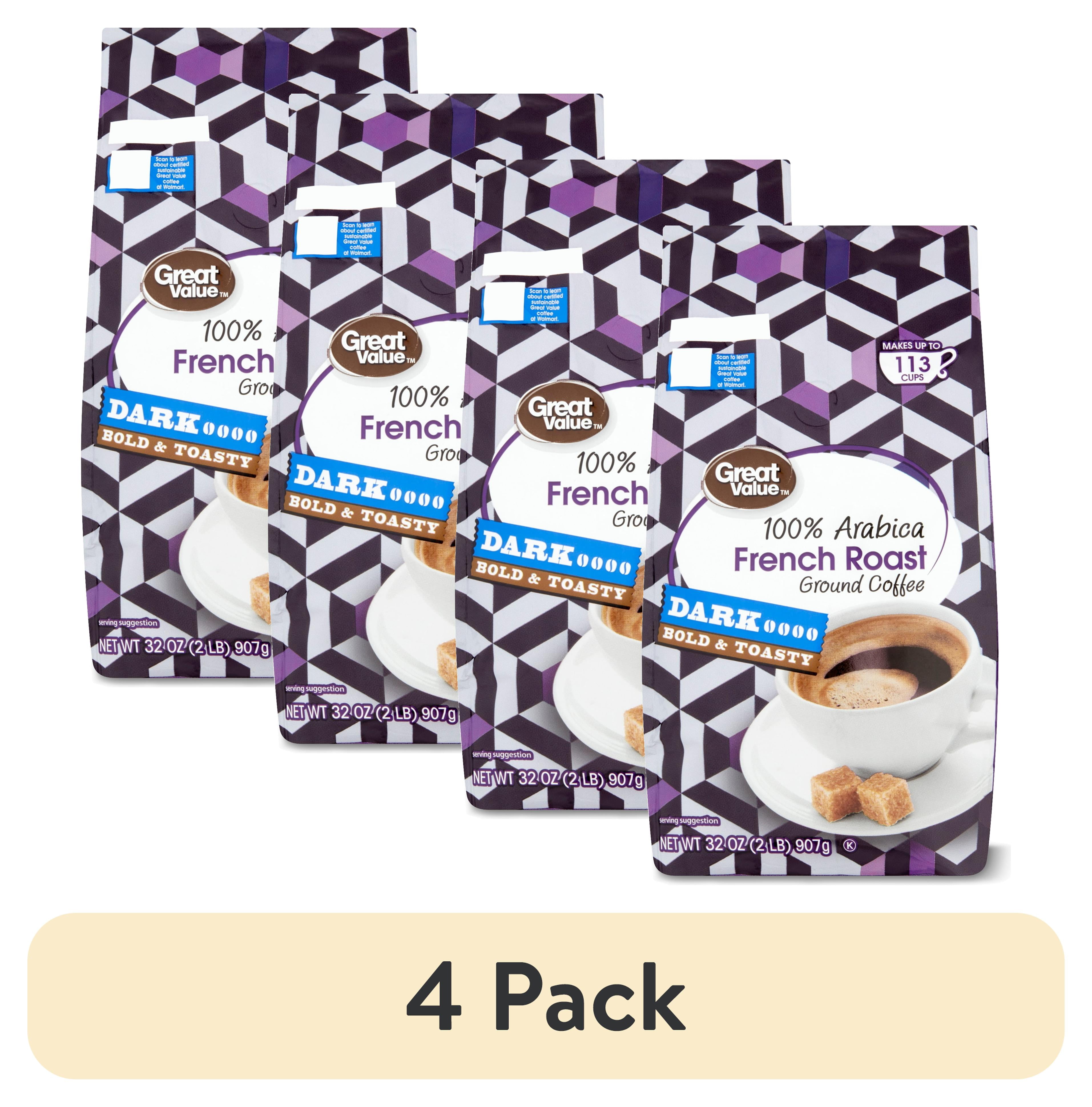 (4 pack) Great Value French Roast Ground, 100% Arabica, Medium Roast ...