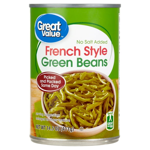 Great Value French Style Green Beans, Canned Green Beans, 14.5 oz Can ...