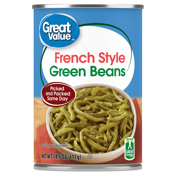Great Value French-Style Green Beans, Gluten-Free, 14.5 oz Can ...