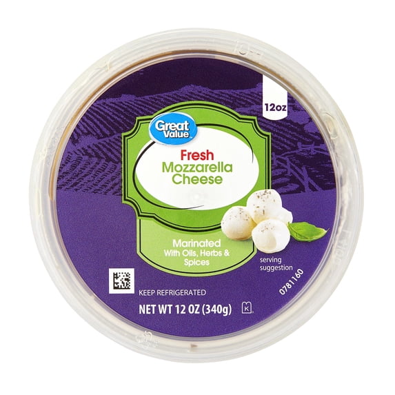 Great Value Fresh Marinated Mozzarella Cheese 12 oz with Herbs Oil for ...