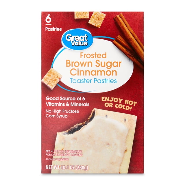 Great Value Frosted Brown Sugar Cinnamon Toaster Pastries, 10.1 oz, 6 ...