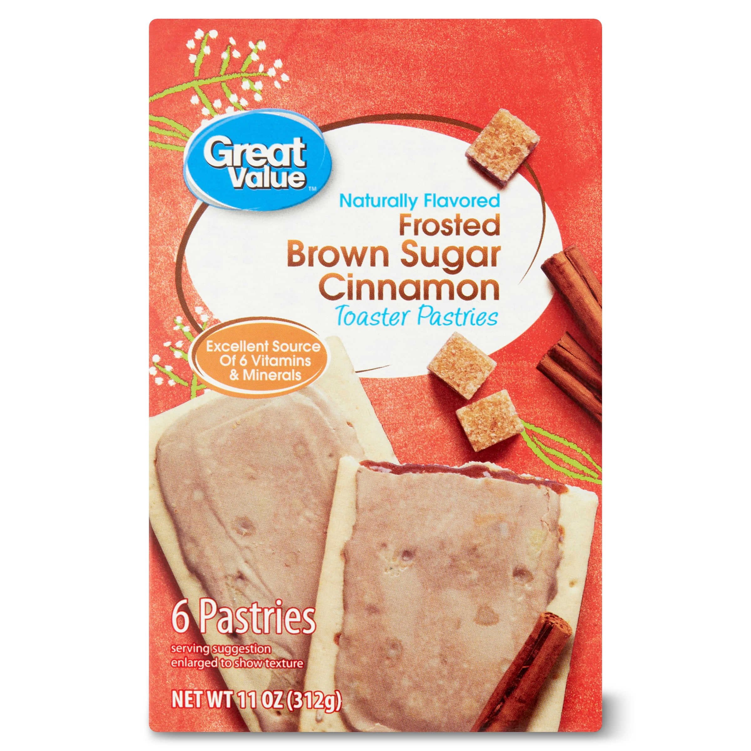 Great Value Frosted Brown Sugar Cinnamon Toaster Pastries, 11 oz ...