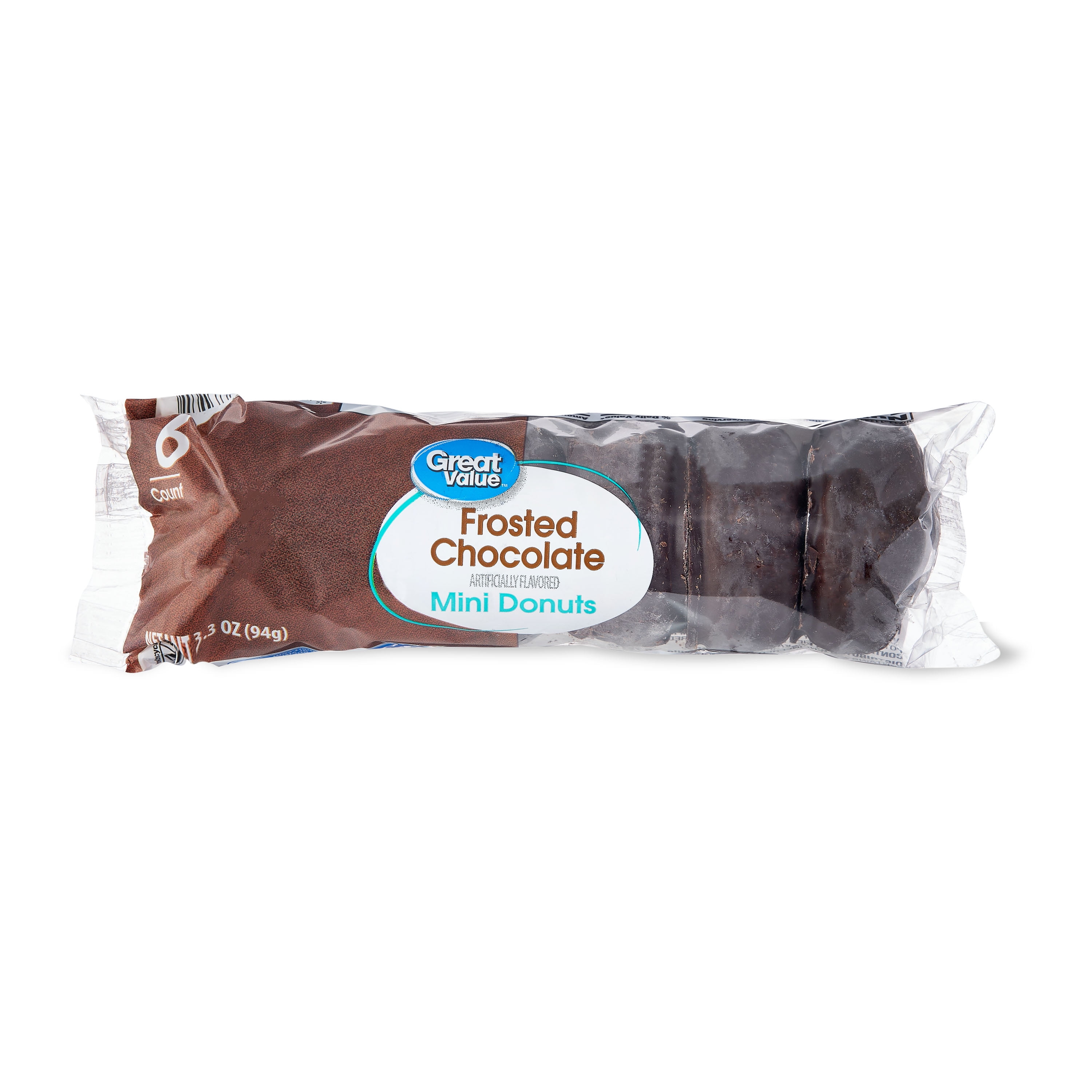Great Value Frosted Chocolate Mini Donuts, 3.3 oz, 6 Count - Walmart ...