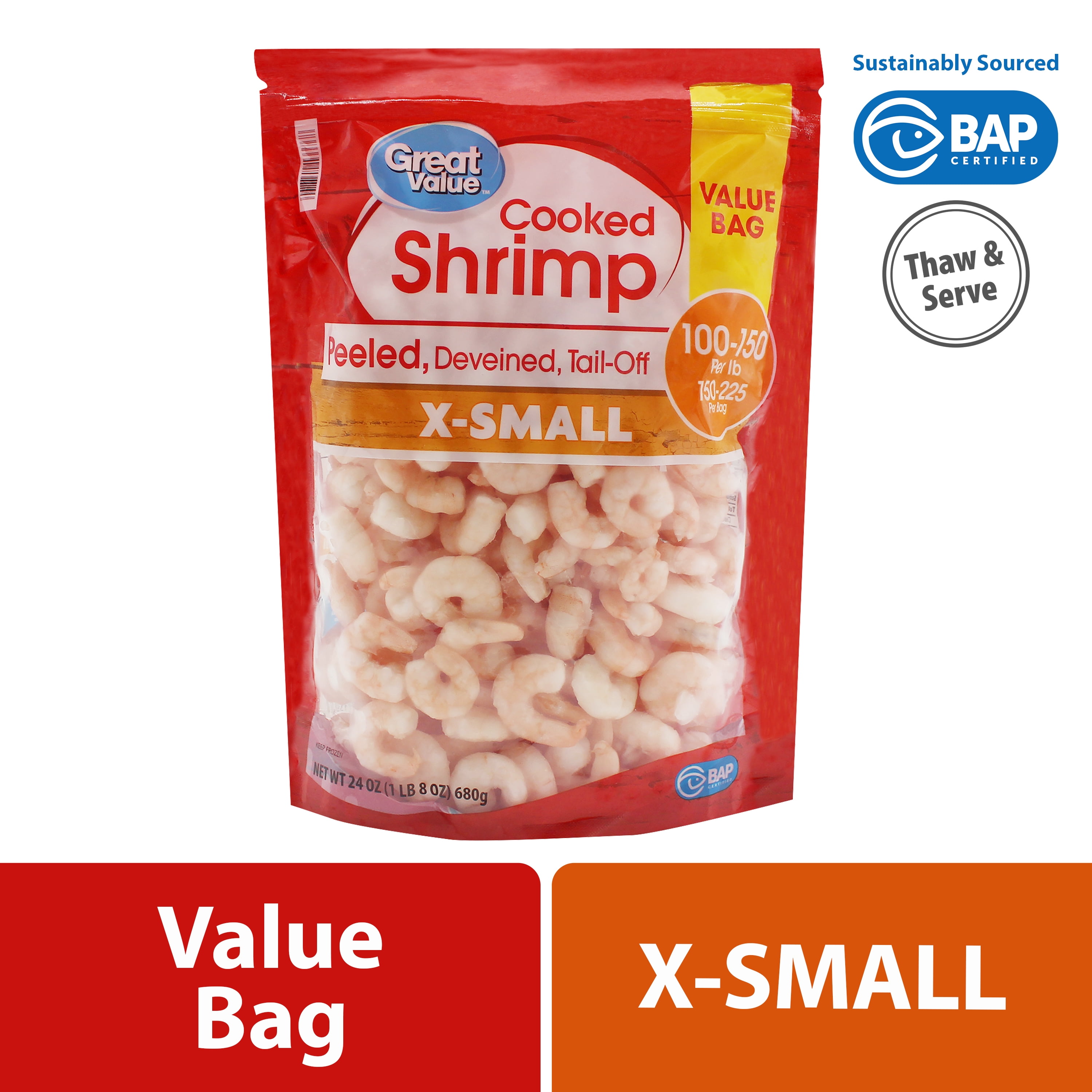 Great Value Frozen Cooked Extra Small Peeled And Deveined Tail Off