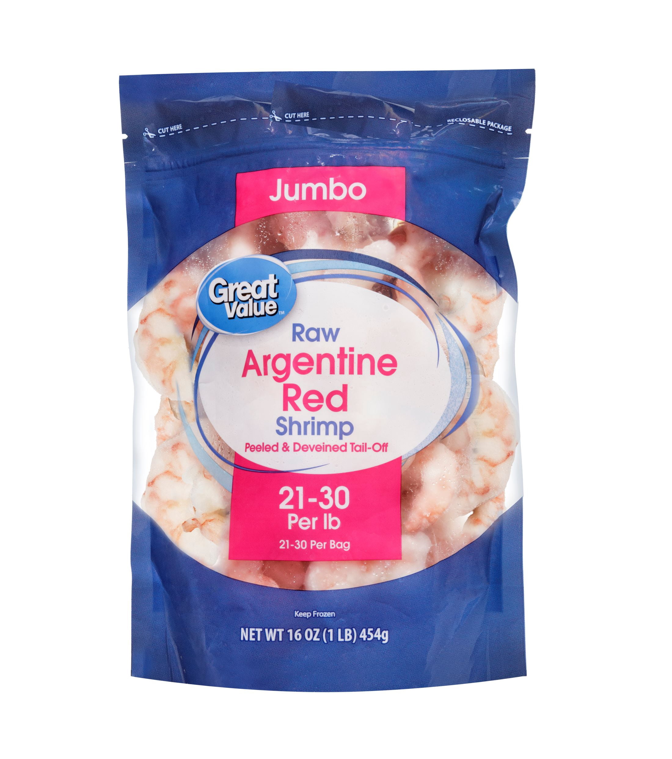 Great Value Frozen Raw Argentine Red Shrimp Peeled Deveined Tail-Off 21 ...