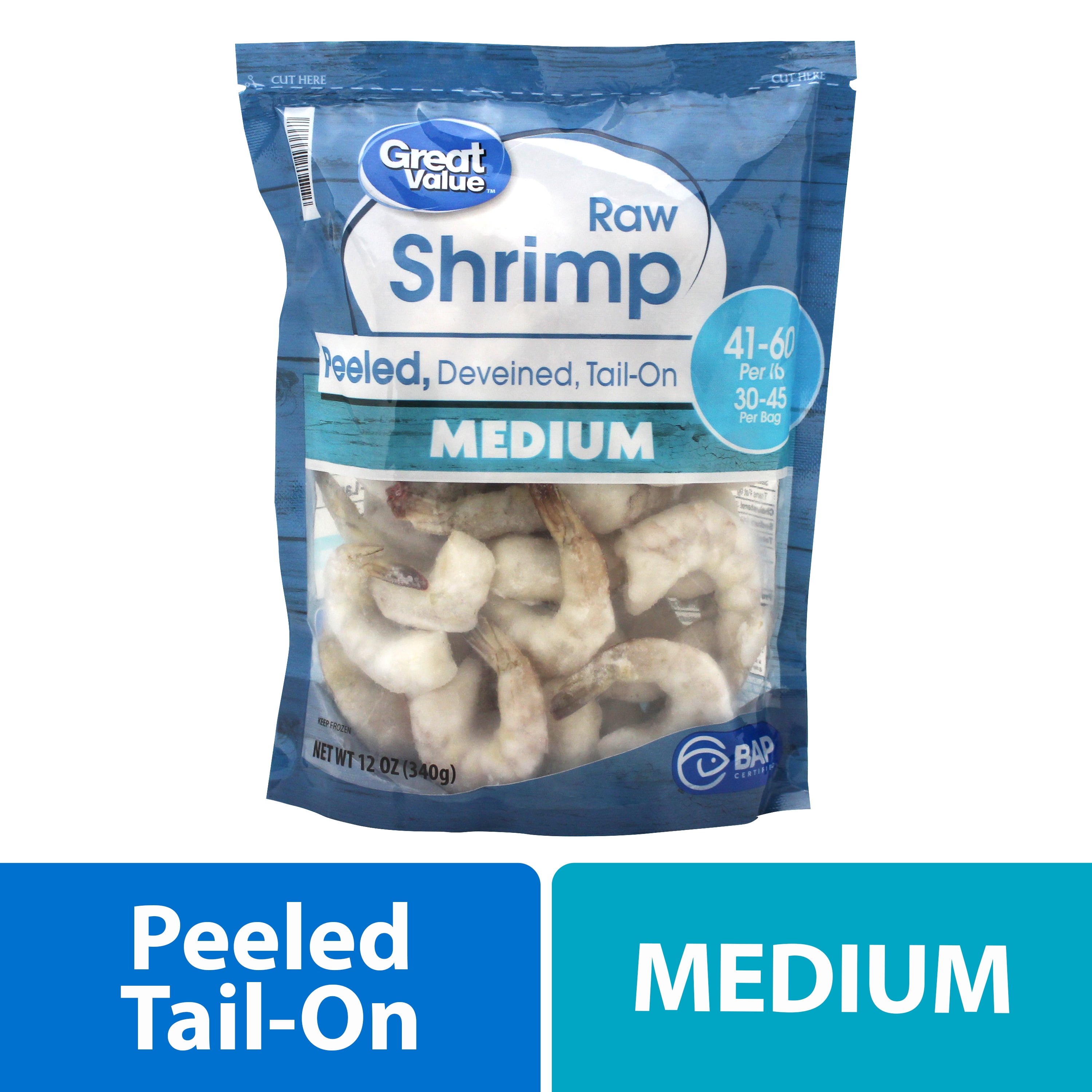Great Value Frozen Raw Medium Peeled Deveined Tail On Shrimp 12 Oz 41