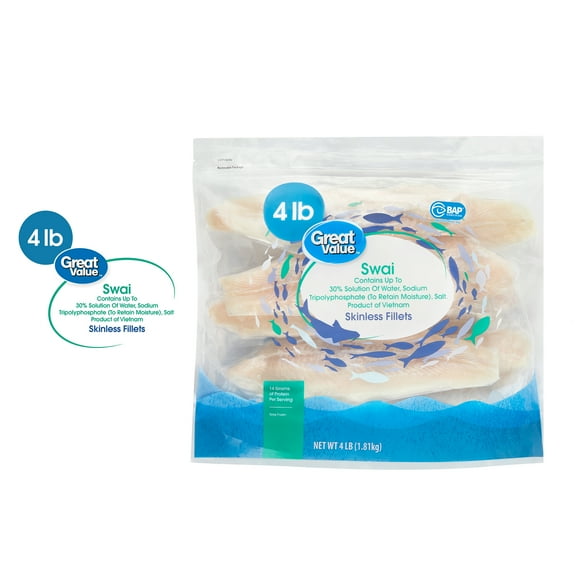 Great Value Wild Caught Skinless Cod Fillets, 2 lb Frozen Fish with ...