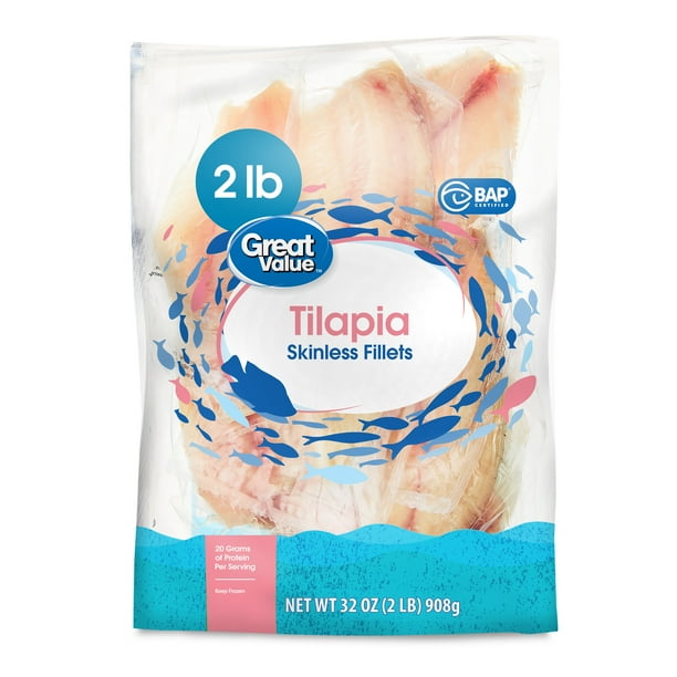 Great Value Frozen Tilapia Skinless & Boneless Fillets, 2 lb - Walmart ...