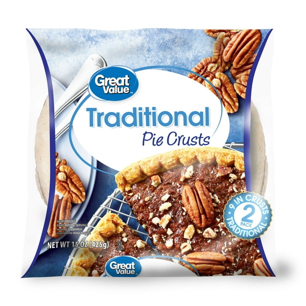 Great Value Frozen Traditional Pie Crusts, Two 9-inch Pie Crust & Pans ...