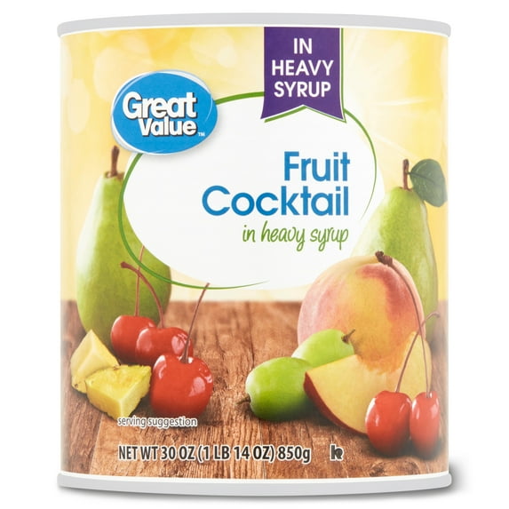 Great Value Fruit Cocktail in Heavy Syrup 30 oz with Peaches, Pears ...