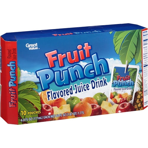 Great Value Fruit Punch Flavored Juice Drink, 6 Fl. Oz., 10 Count ...