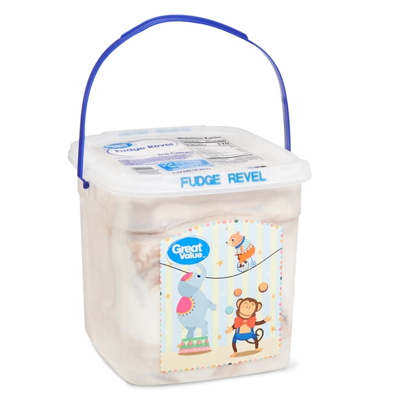 Great Value Vanilla Fudge Revel Ice Cream 128 fl oz with Creamy Vanilla ...