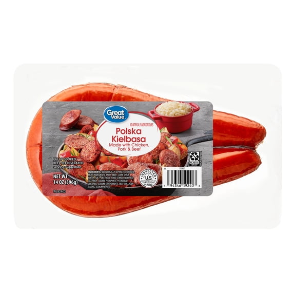 Great Value Fully Cooked Polska Kielbasa 14 oz Smoked Sausage No ...