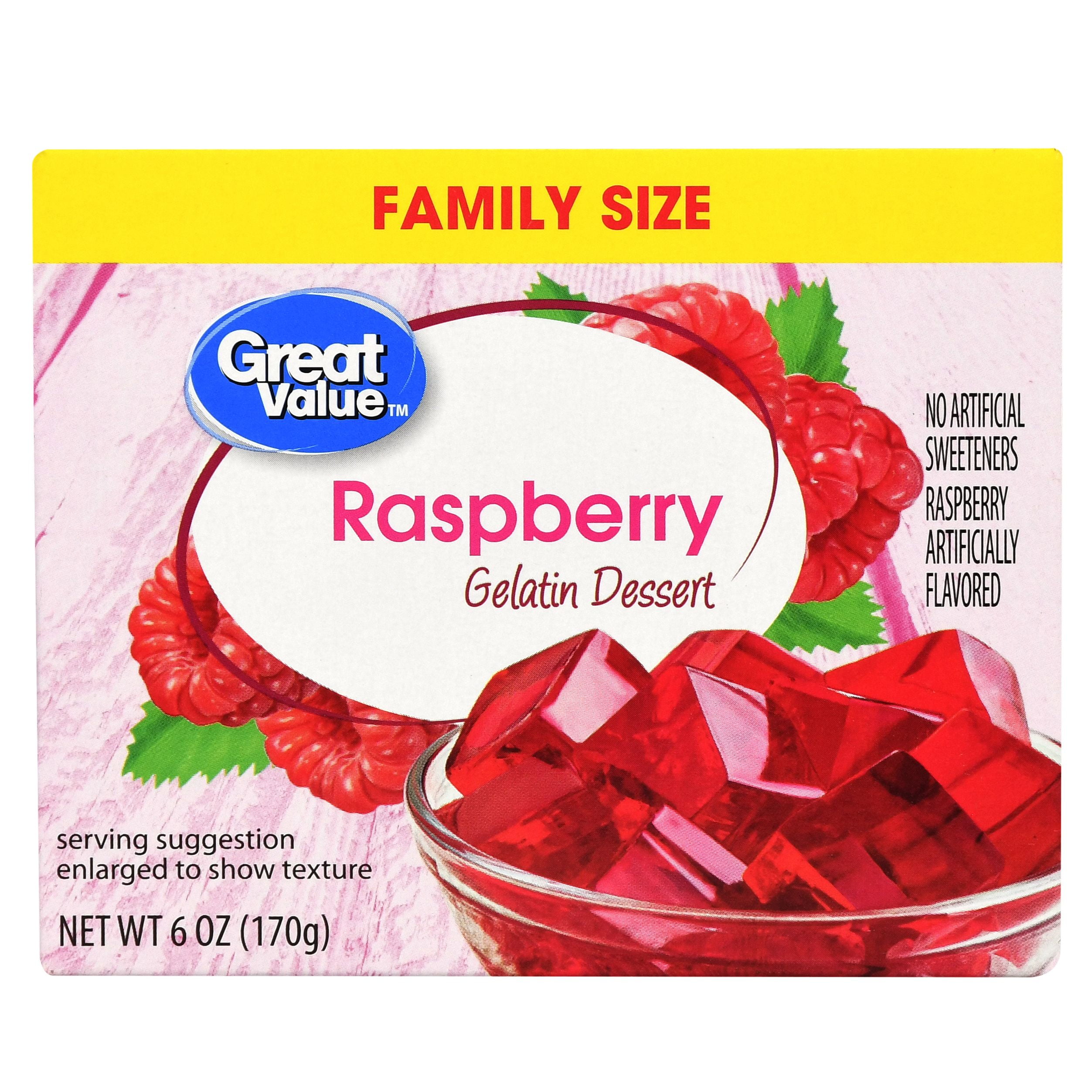 Brandclub - Great Value Gelatin Dessert, Family Size, Raspberry, 6 oz