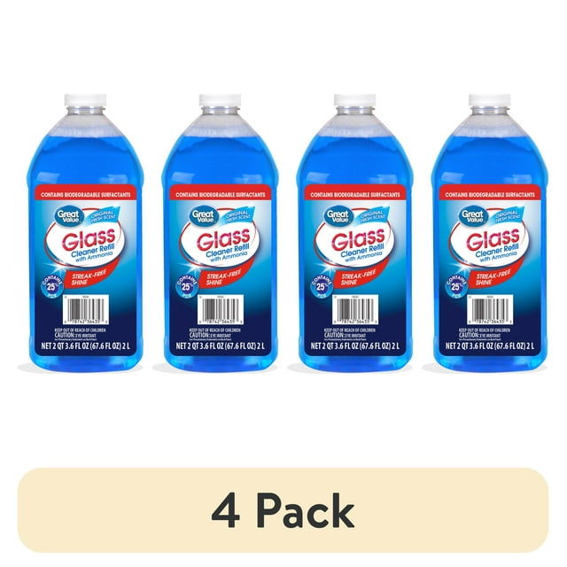 (4 pack) Great Value Glass Cleaner Refill, Streak-Free Shine, 67.6 fl ...