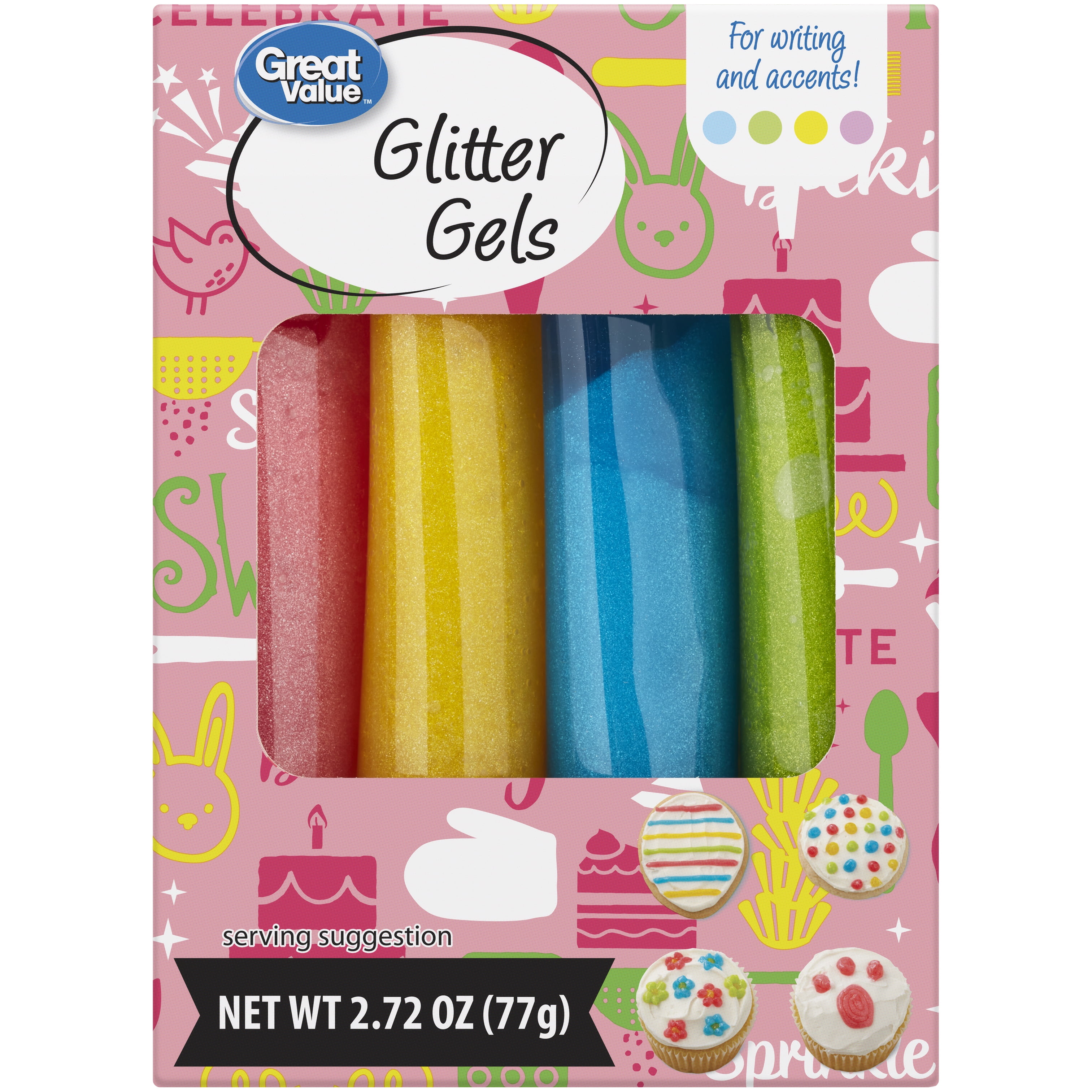 Great Value Glitter Decorating Gels Set, 4-Piece - Walmart.com