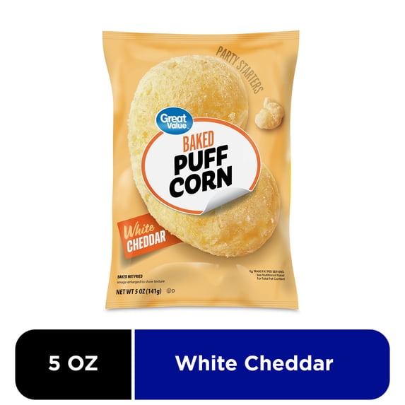 Great Value White Cheddar Flavored Puff Corn 5 Oz Cheesy Crispy Snack ...