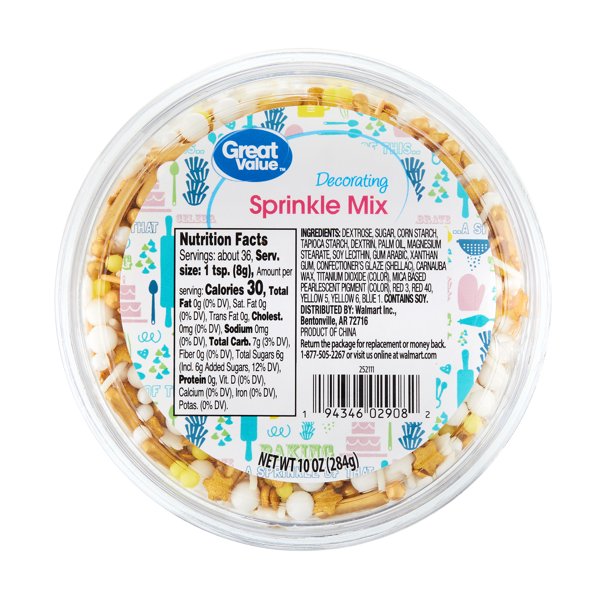 Great Value Gold Metallic Decorating Sprinkle Mix, 10 oz Tub - Walmart ...