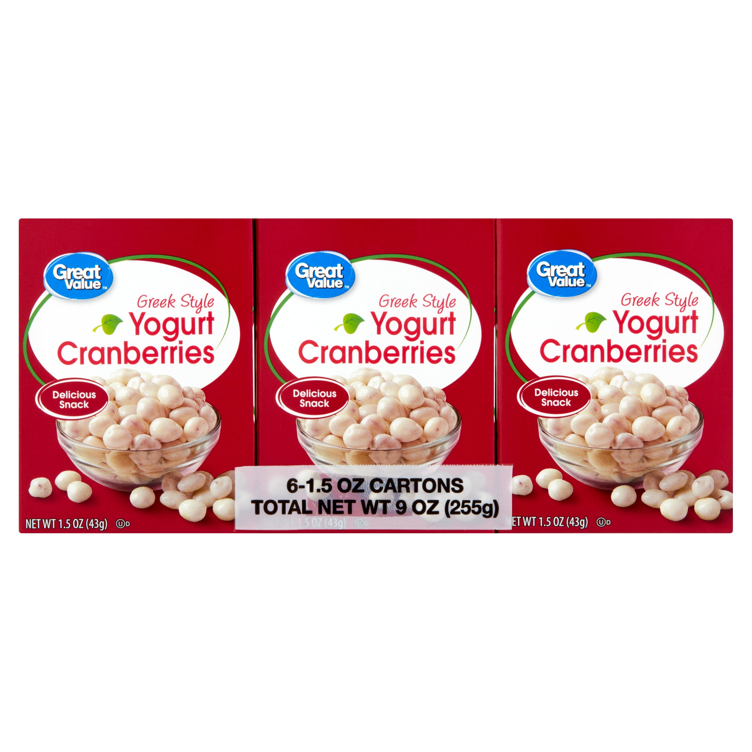 Great Value Greek Style Yogurt Cranberries, 1.5 oz, 6 Count - Walmart.com
