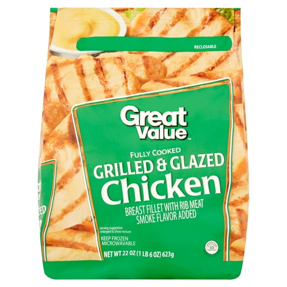 Great Value Grilled Chicken Breast Fillet with Rib Meat, 22 oz ...