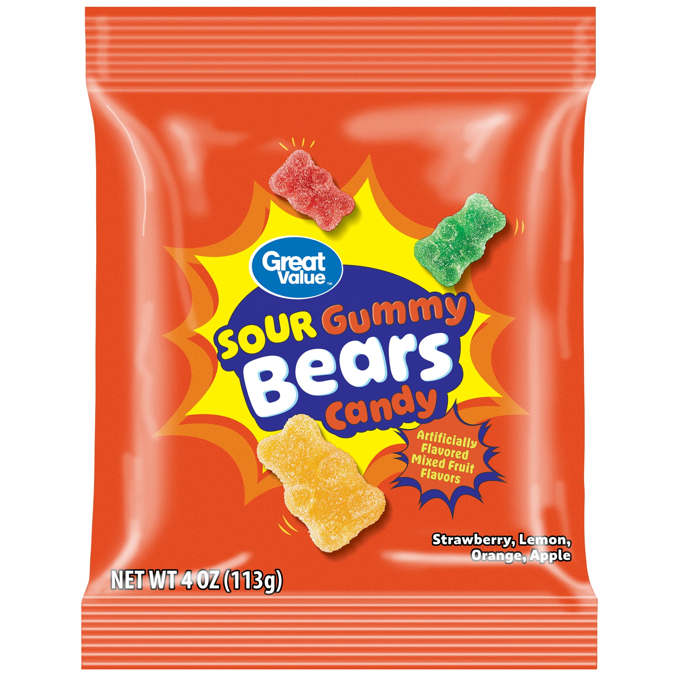 Great Value Sour Gummy Bears Candy, 4 oz - Walmart Business Supplies