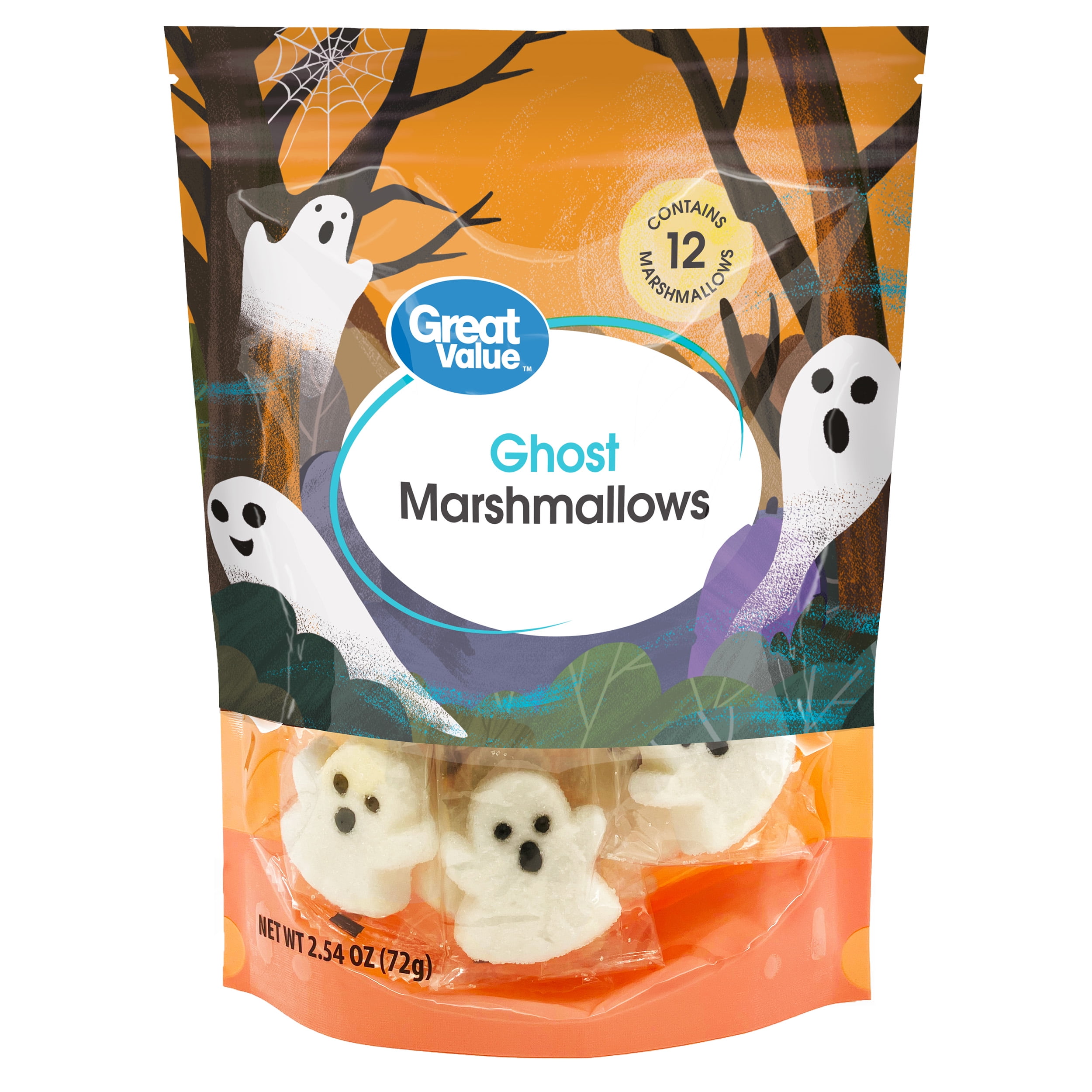 Great Value Halloween Marshmallow Ghosts, 2.54 oz, Bag - Walmart ...