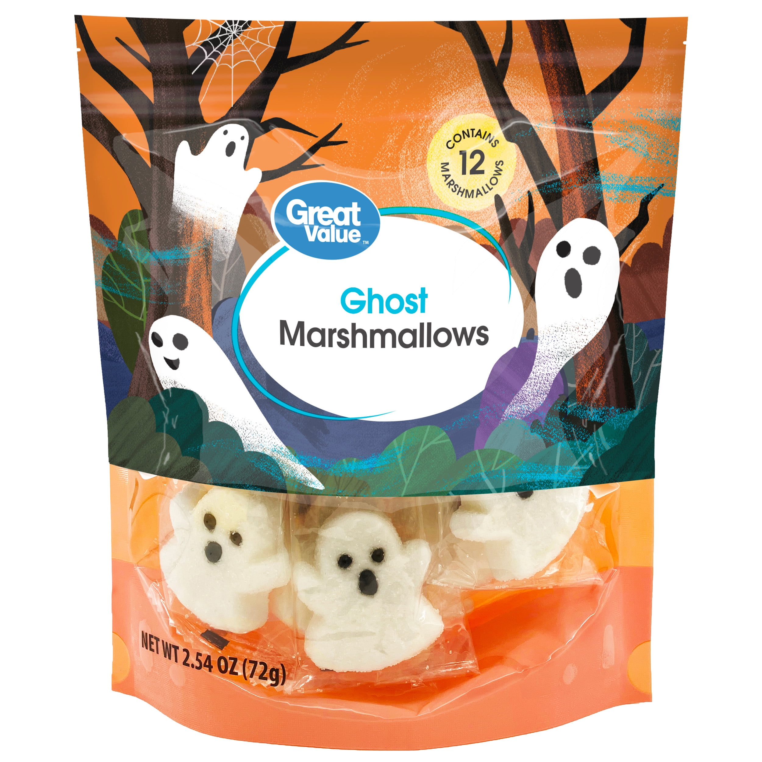Brandclub - Great Value Halloween Marshmallow Ghosts, 2.54 oz, Bag