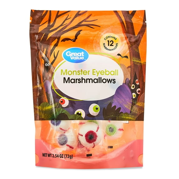 Great Value Halloween Marshmallow Monster Eyeballs, 2.54 oz Bag, 12 ...