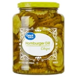 Great Value Dill Pickles 32 fl oz, Crisp Kosher Hamburger Dill Chips ...